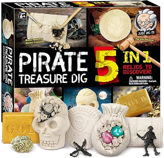 Amazon.com: XXTOYS Pirate Treasures Dig Kit Break Into 5 Bricks ...