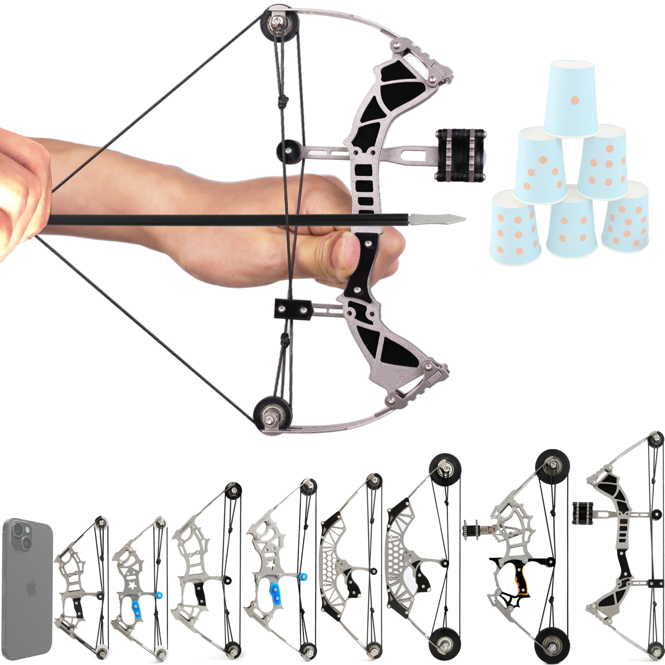 6"-9.5" Mini Compound Bow and Arrows Set for Archery Target Shooting ...