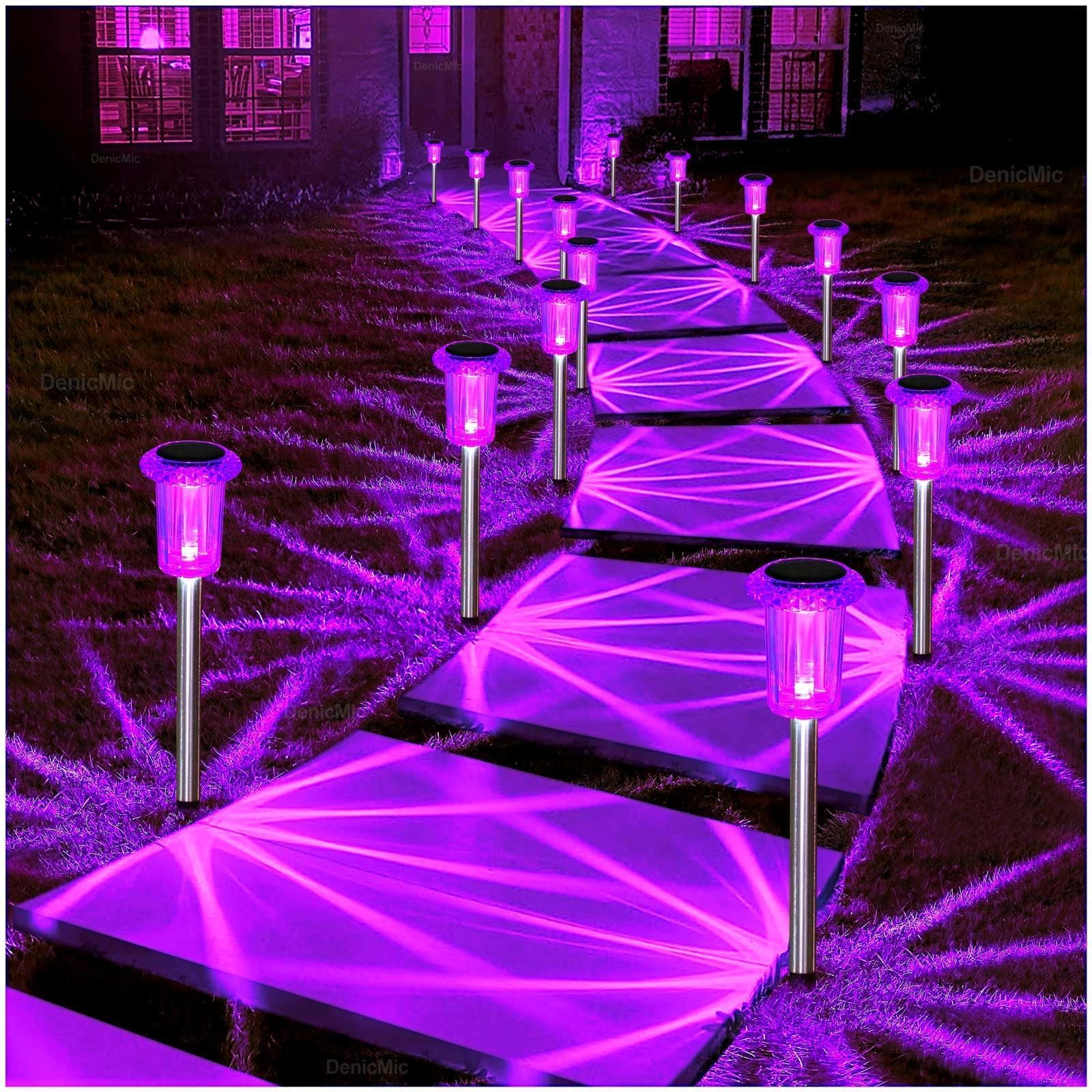 DenicMic Solar Lights Outdoor Pathway Lights LED Waterproof Acrylic ...
