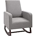 Amazon.com: HOMCOM Accent Lounge Rocking Chair with Solid Curved Wood ...
