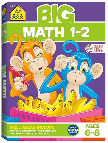 School Zone Big Math 1-2 Workbook: 320 Pages, 1st Grade, 2nd Grade ...