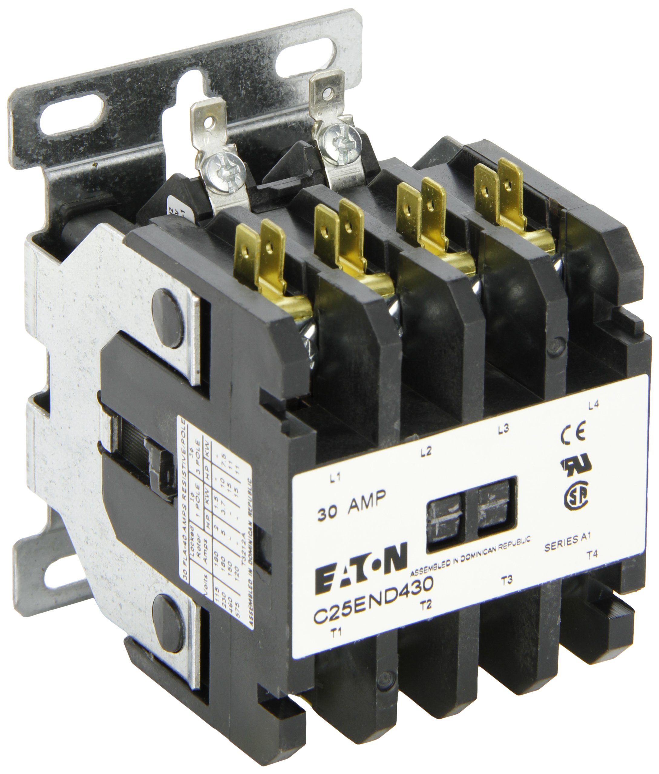 Eaton C25END430A Definite Purpose Contactor, 50mm, 4 Poles, Screw ...