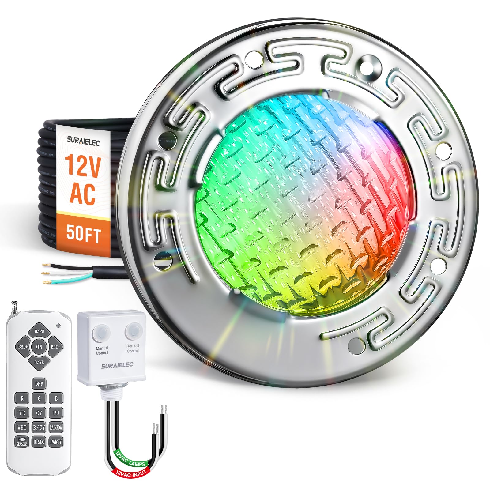 SURAIELEC 6 Inch LED Spa Lights, 12V AC Color Changing Pool Lights for ...