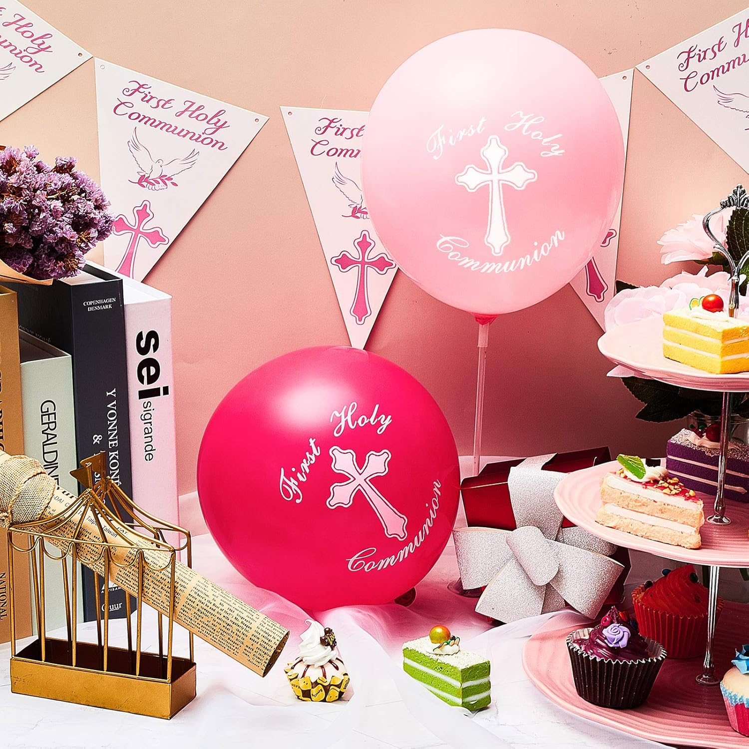 Gejoy First Communion Decorations Set, Includes 20 Pieces First Holy ...