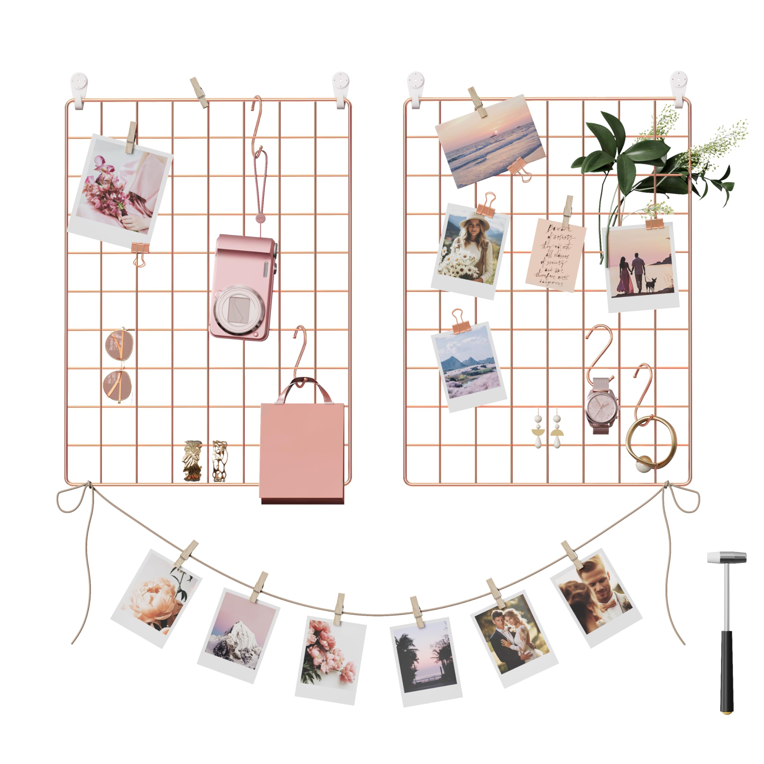 SONGMICS Wall Grid for Photo, Metal Wall Grid Panel, DIY Wire Photo ...