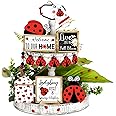 Amazon.com: 20 Pcs Ladybug Tiered Tray Decorations Spring Ladybug ...