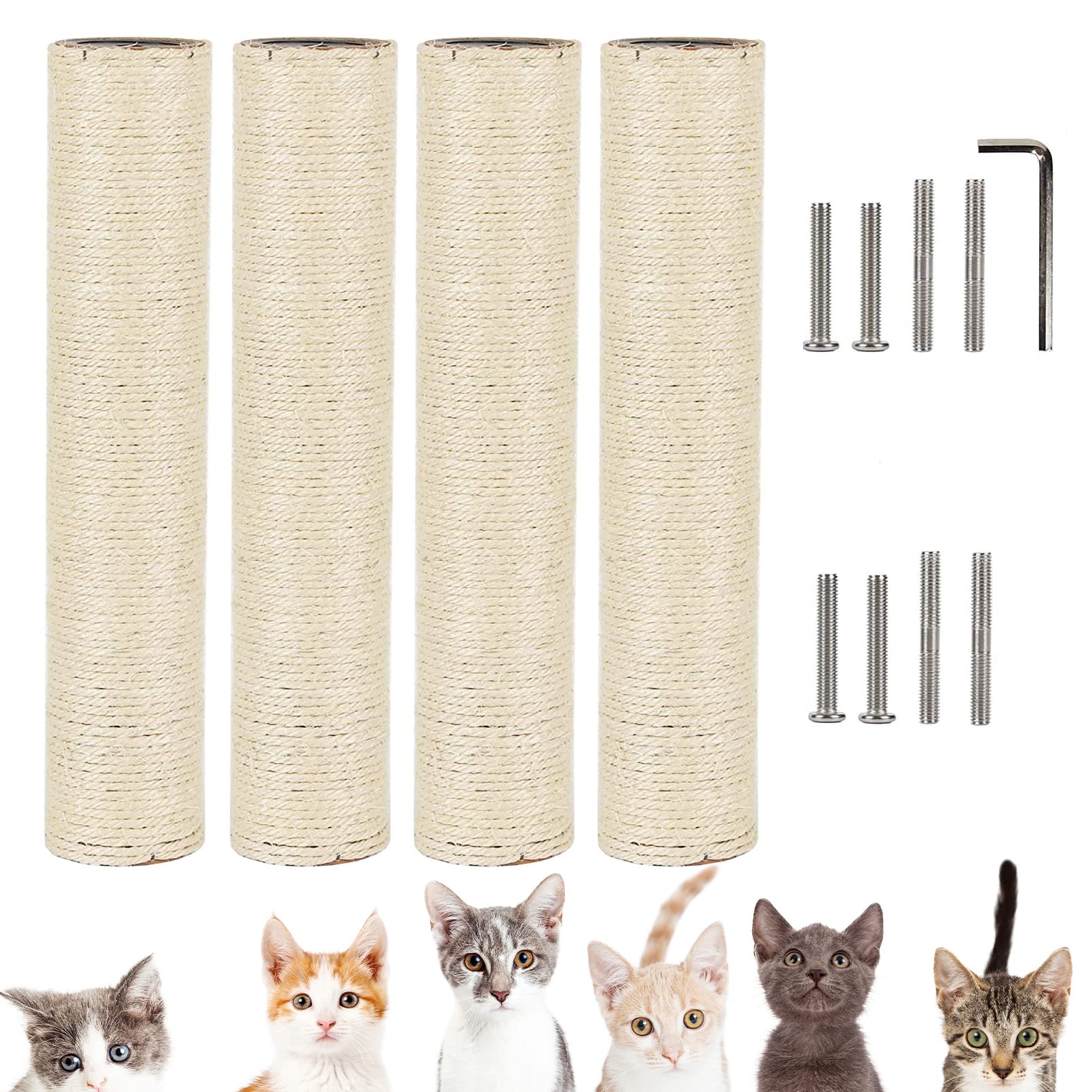 VCEPJH Cat Scratching Post Replacement for Indoor Cats 4Pcs 15.7in Cat ...