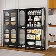 Amazon.com: GAIOUS Black Metal Display Cabinet with Acrylic Doors ...