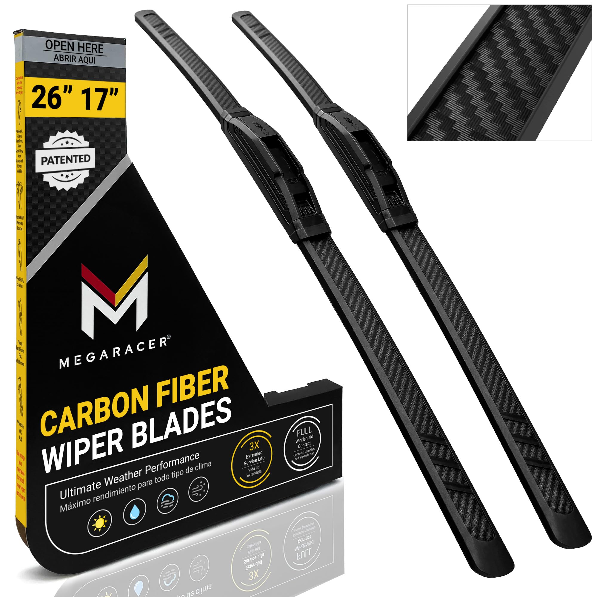 Mua Premium Silicone Carbon Fiber Windshield Wiper Blades 26" & 17 ...