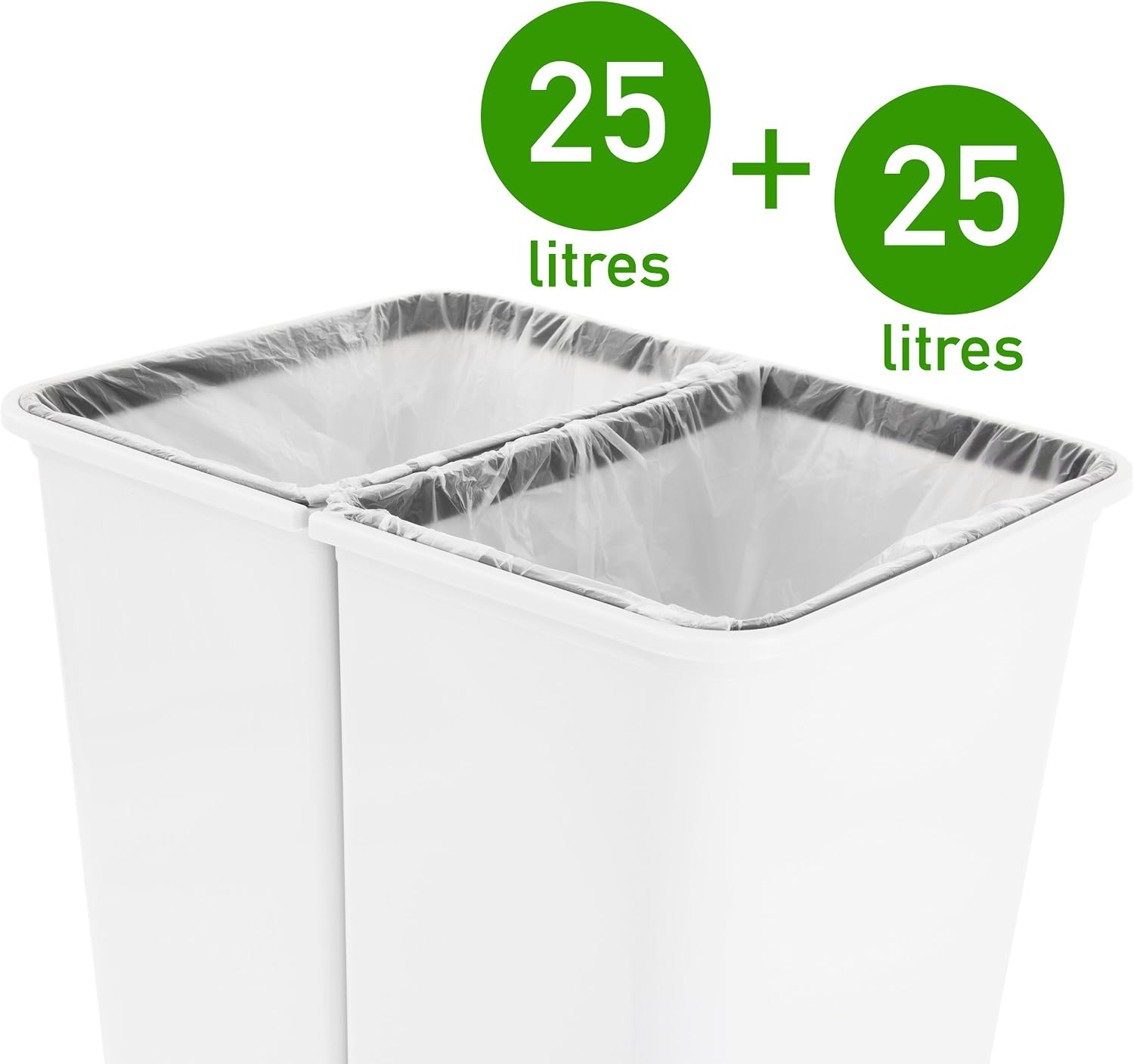 Grizzly Double Waste Recycling Bin – 2×25 L – with Push-top Lids – for ...