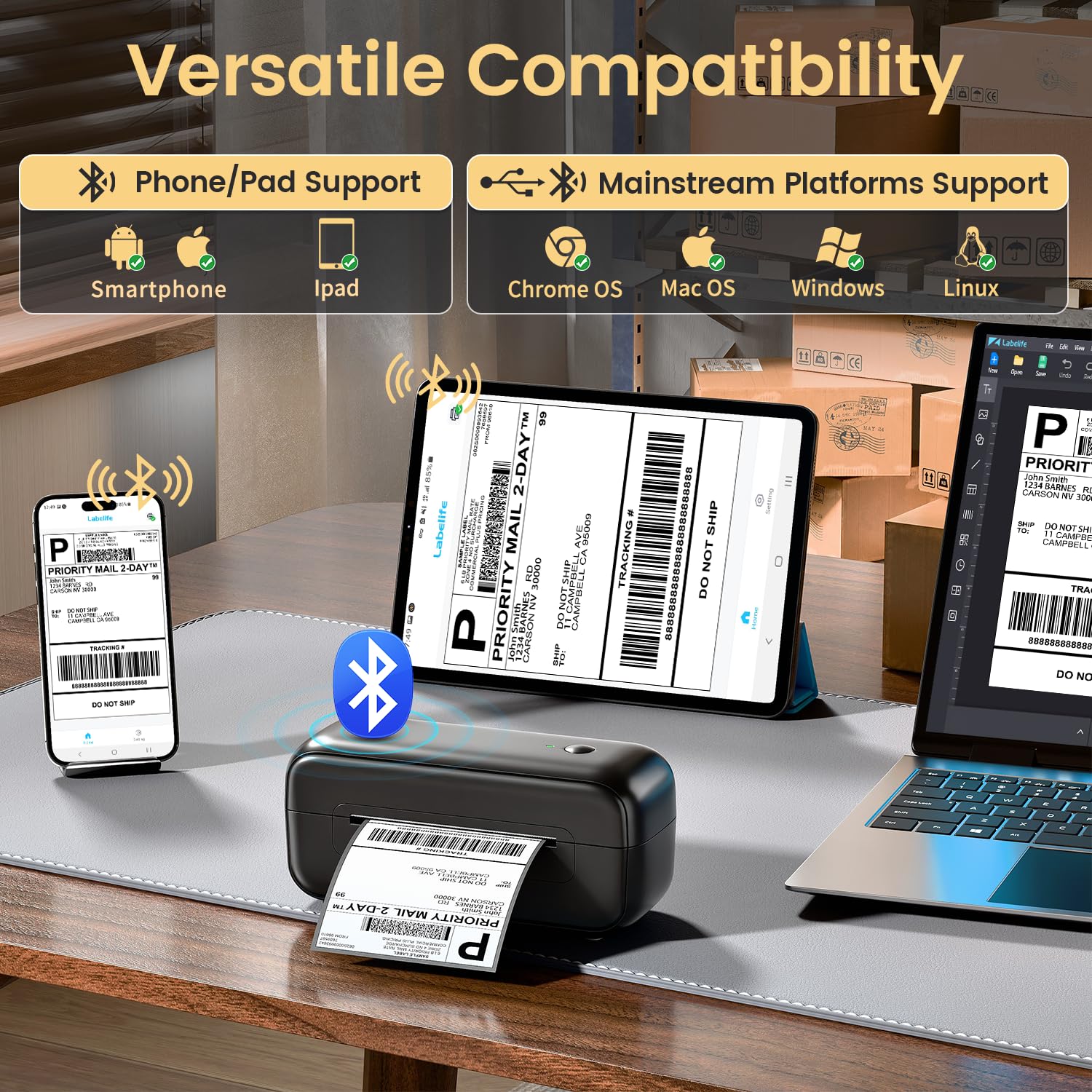 Phomemo Bluetooth Shipping Label Printer 4x6, 2025 Upgrade Desktop ...