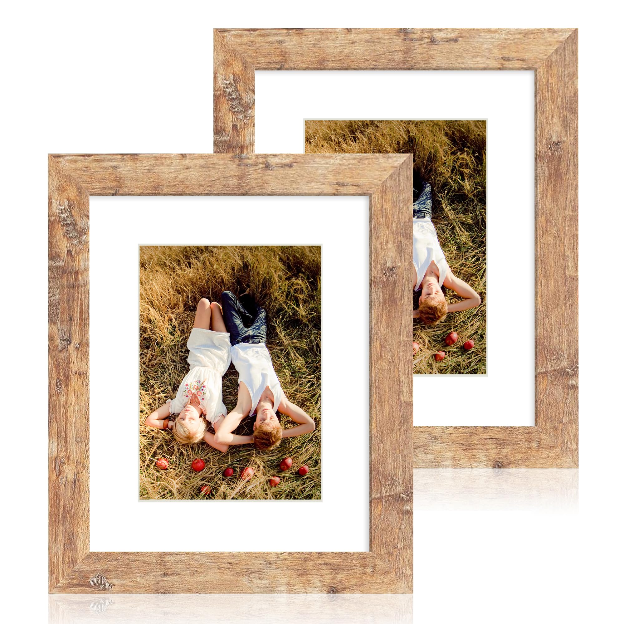 iRahmen 8x10 Picture Frame Set of 2, High Definition Real Glass Rustic ...