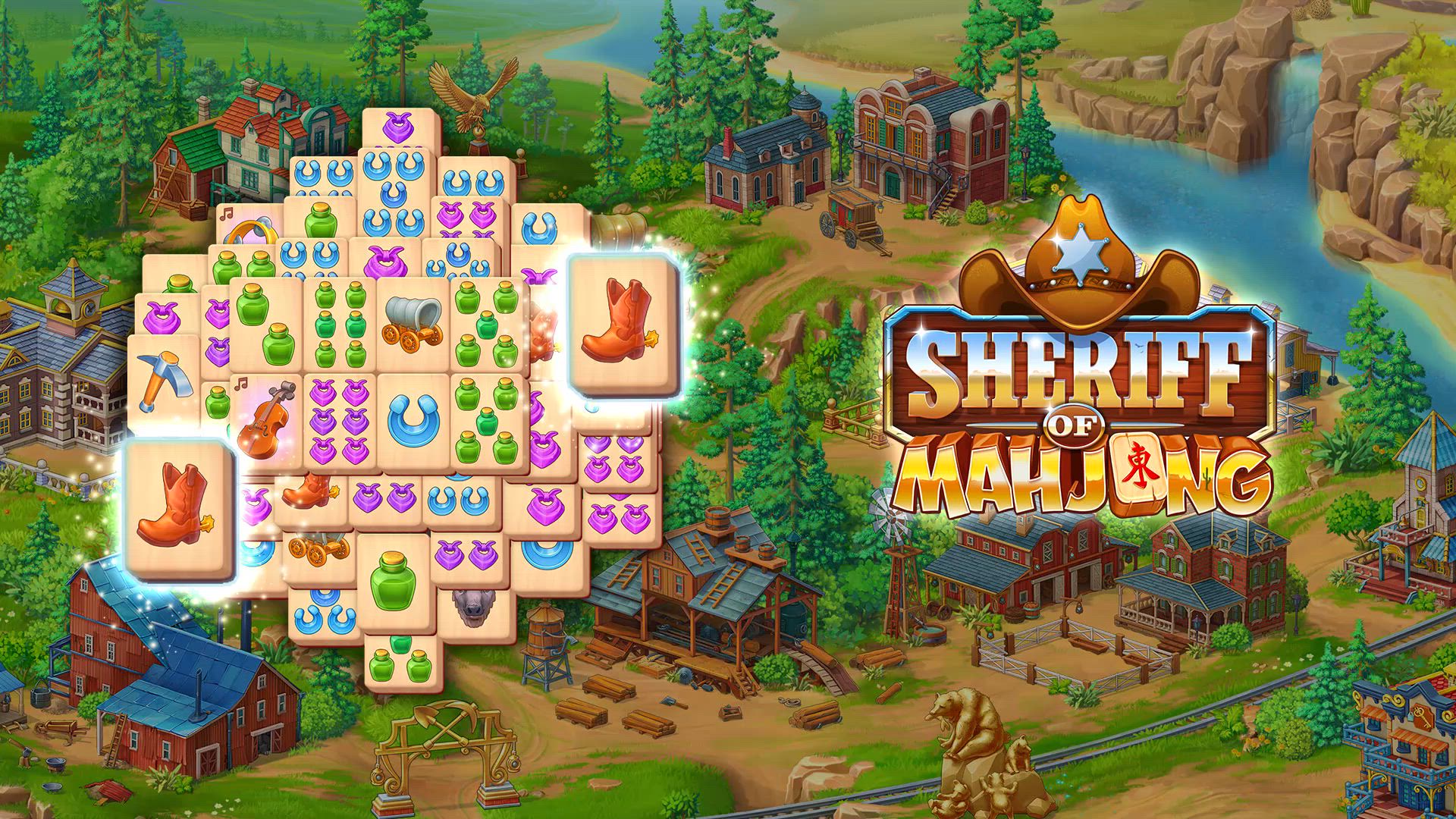 Sheriff Of Mahjong Match Tiles Restore A Town App On Amazon Appstore