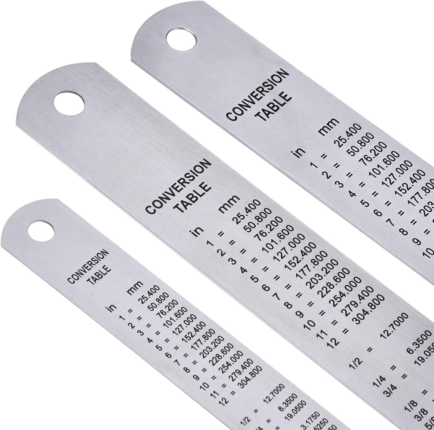Stainless Steel Ruler Metal Ruler with Conversion Table, 15 Inch, 12 ...