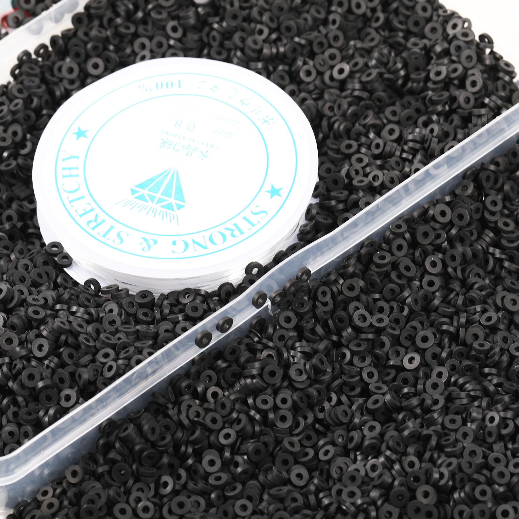 4000 Pcs Black Clay Beads for Bracelets Making, Polymer Spacer Flat ...