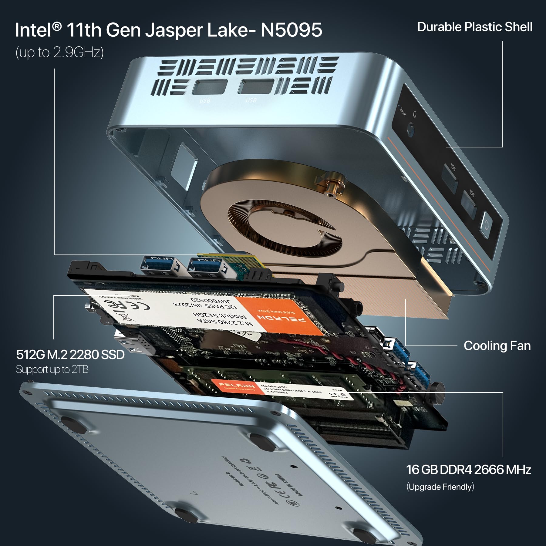 Mua WI-4 Mini PC, Intel 11th Gen N5095(up to 2.9GHz) 16GB DDR4, 512GB ...
