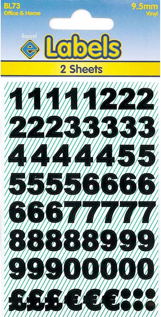 Vinyl Numbers Black Stickers 9.5mm: Amazon.co.uk: Office Products