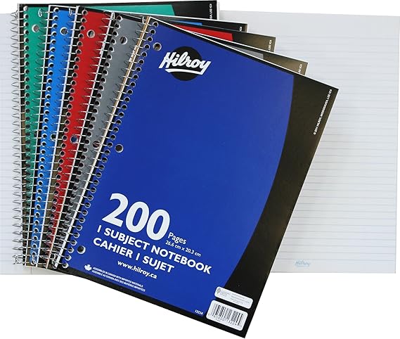 Hilroy Coil 1-subject Wide Ruled Notebook, 10.5 X 8 Inches, 3 Hole ...