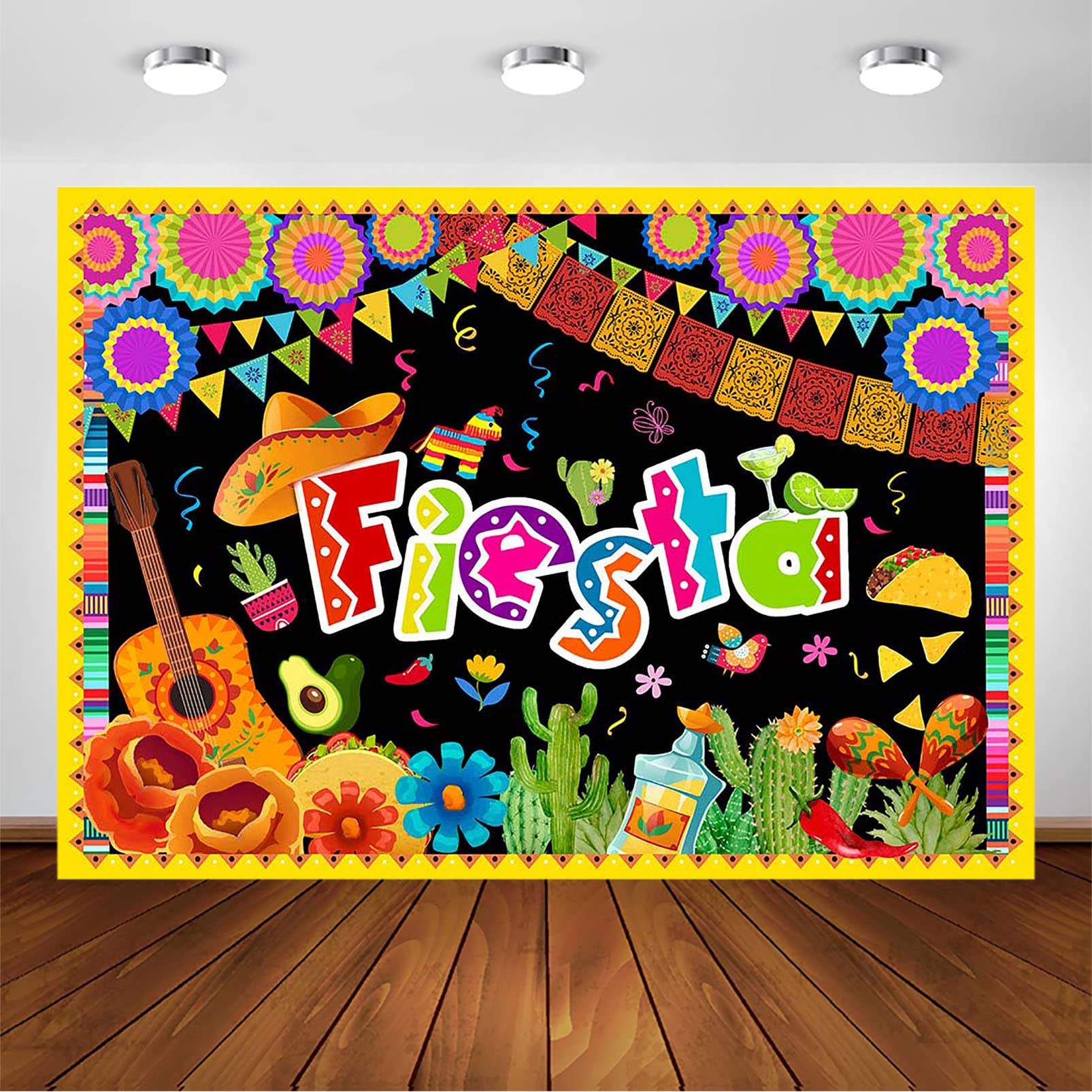 Avezano Fiesta Party Backdrop Mexican Fiesta Theme Birthday Photo Booth ...