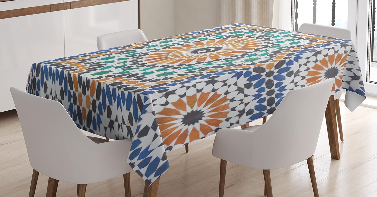 Amazon.com: Ambesonne Moroccan Tablecloth, Traditional Moroccan Mosaic ...