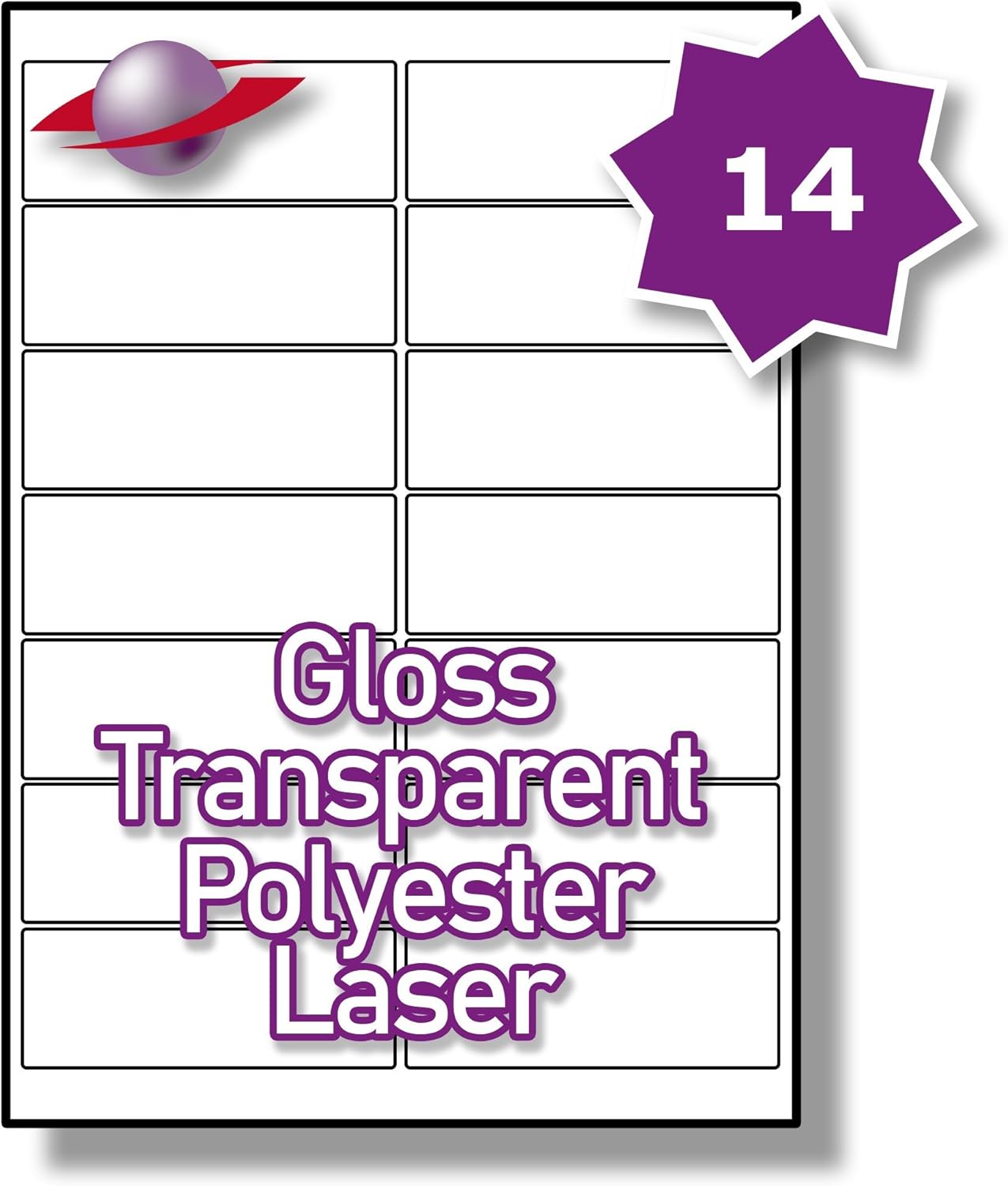 14 Per Page/Sheet 5 Sheets (70 TRANSPARENT Sticky Labels) Label Planet ...