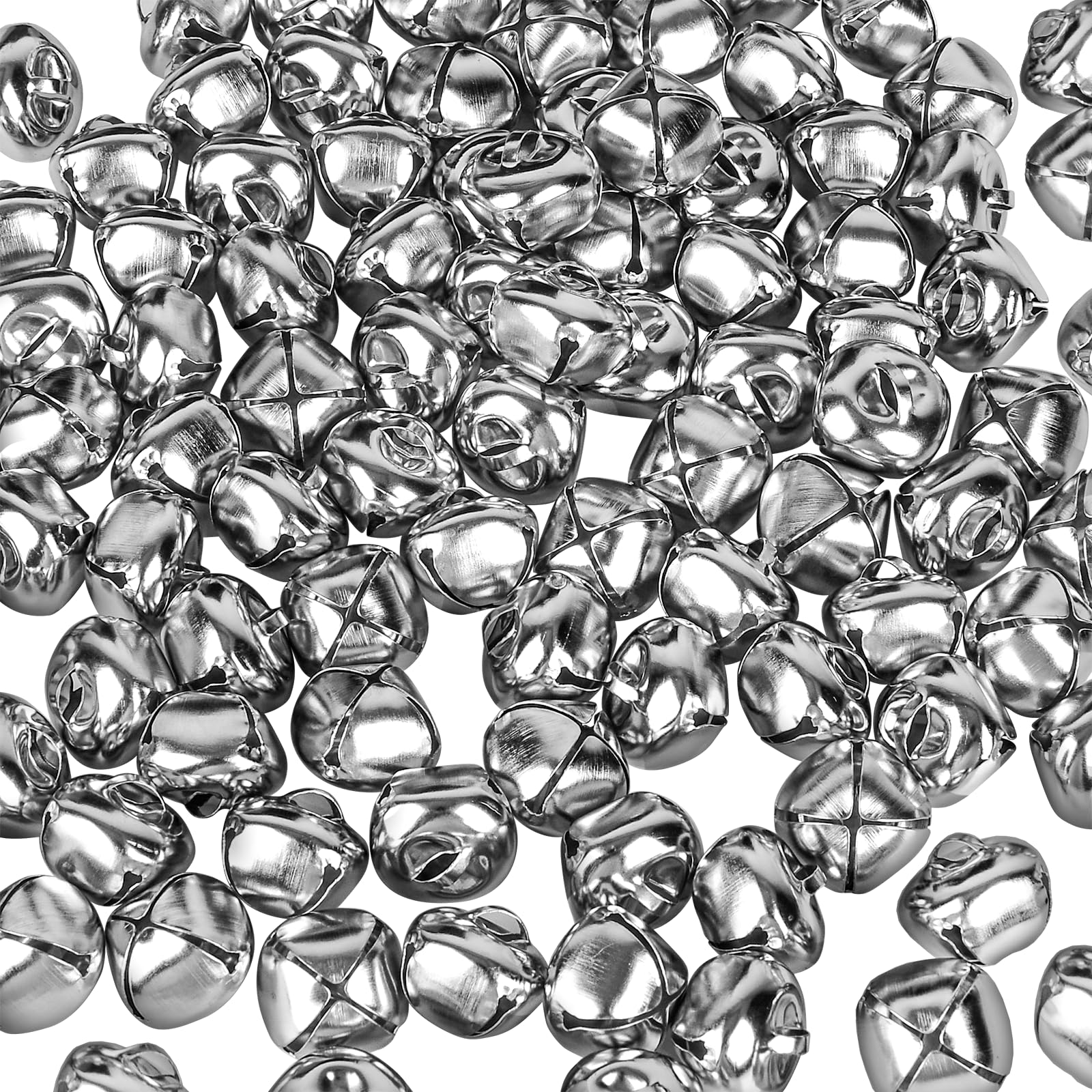 Jingle Bells, 100Pcs Bells for Crafts with 10 Jute Rope, 0.8 in Small ...