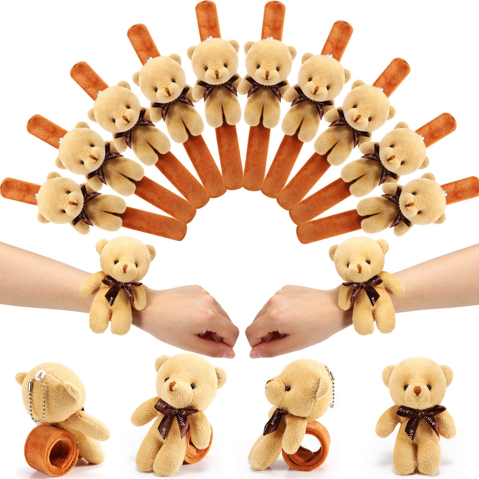 Ceenna 16 Pcs Bear Stuffed Animal Slap Bracelets Bear Plush Slap ...