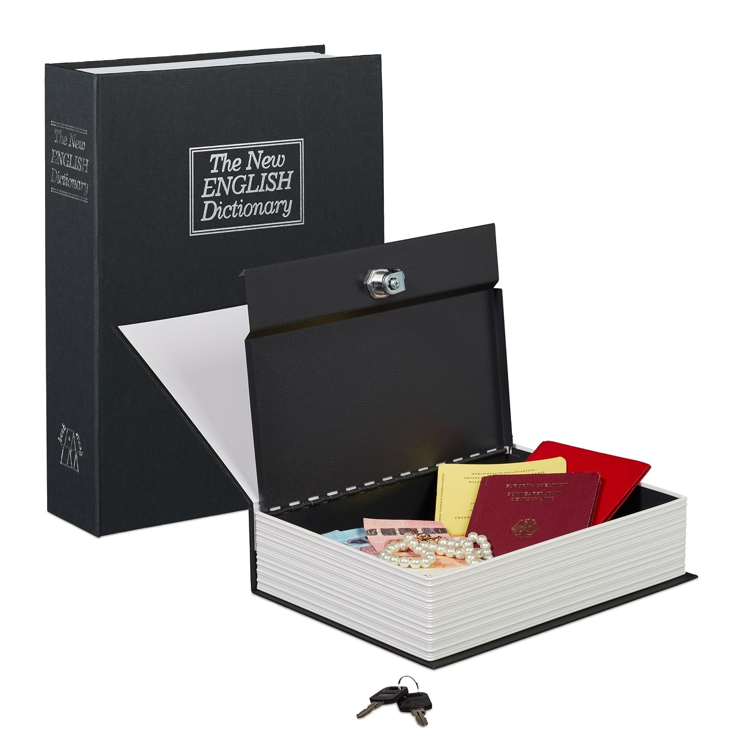 Relaxdays 10020800_46 Caja Fuerte Libro con Candado, Negro, 27x20x6.5 ...