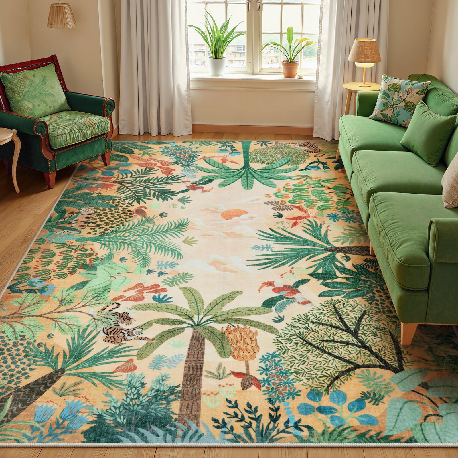 LIVEBOX Boho Jungle Animal Print 4x5 Area Rugs for Living Room, Soft ...