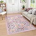 Amazon.com: Moynesa Floral Washable Area Rug 5x7, Pink Rugs for Bedroom ...