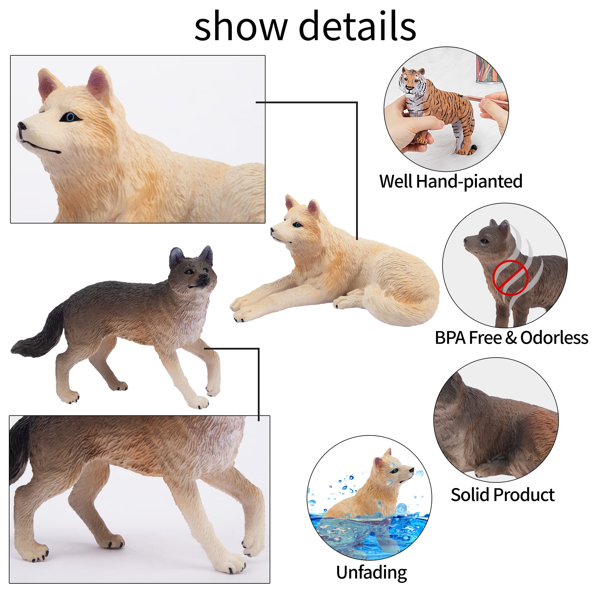 Mua Toymany 8PCS Wolf Figures Forest Animals Toy Figurines - Realistic ...