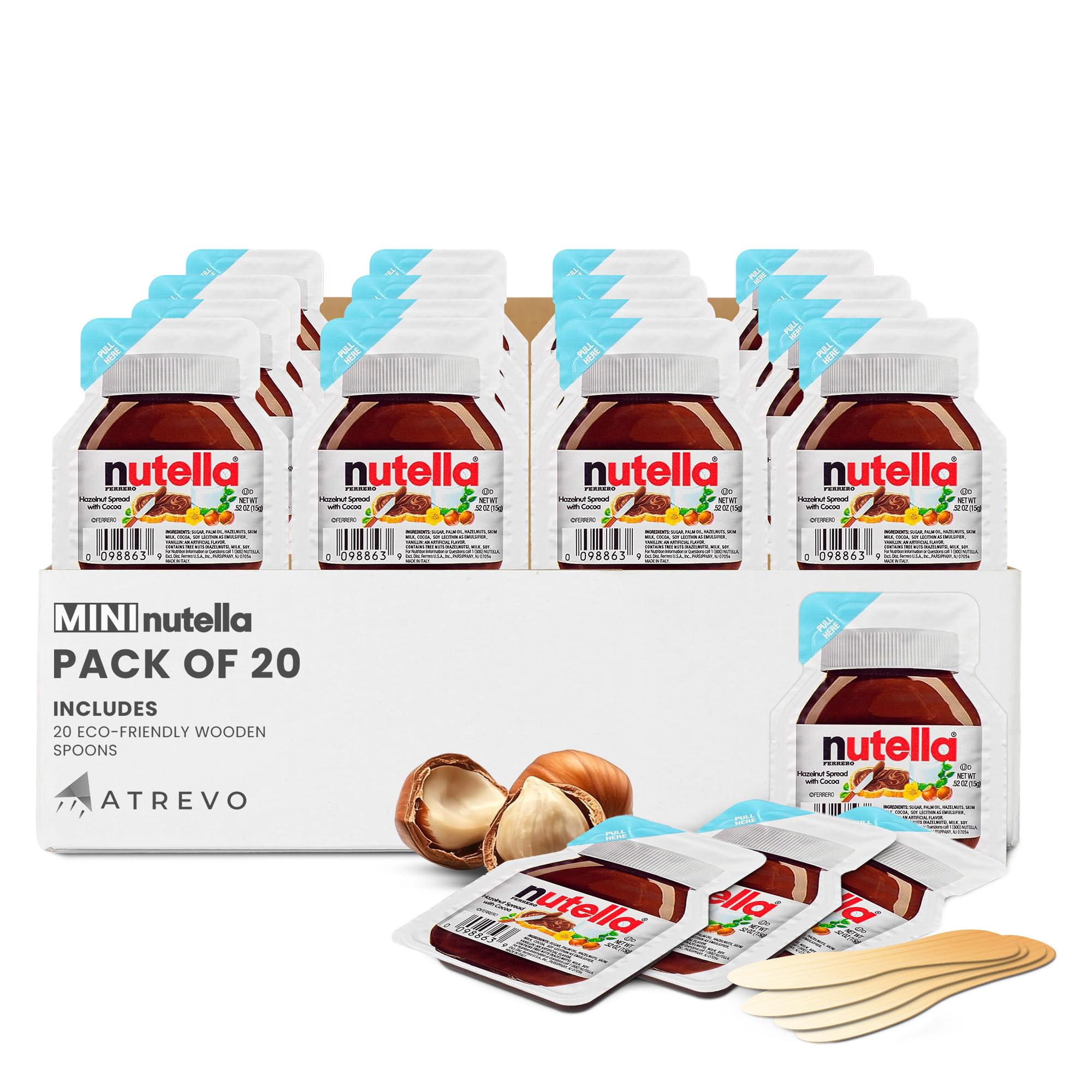 Mua ATREVO Nutella Cups Mini – 20 Single Serve Snack Packs with Wooden ...