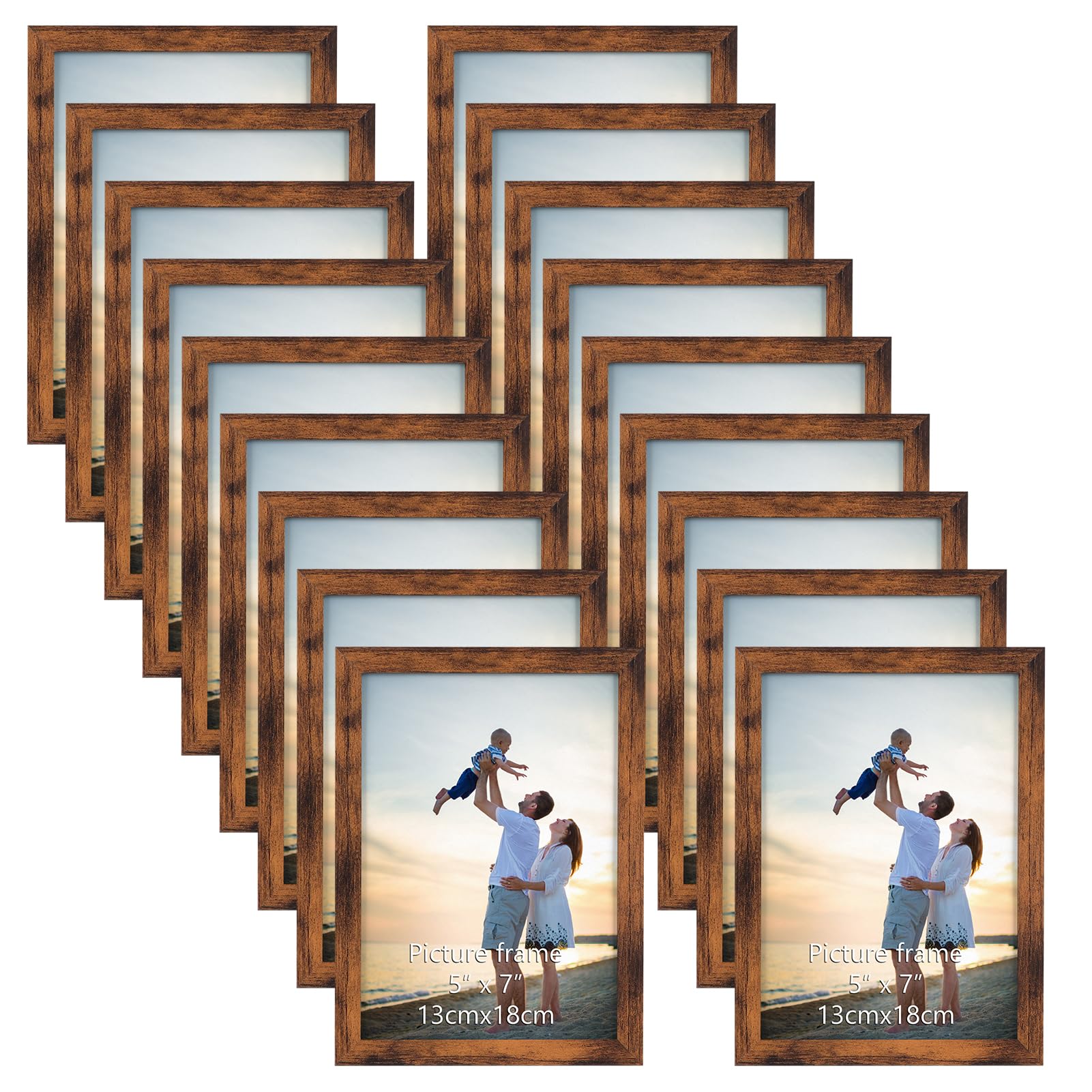 Hoikwo 18 Packs 5x7 Rustic Brown Multi Picture Frames Set for Family ...