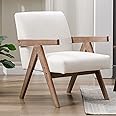 Amazon.com: DM Furniture Linen Fabric Accent Chair with Wide Seat, Comfy Mid-Century Modern Arm ...