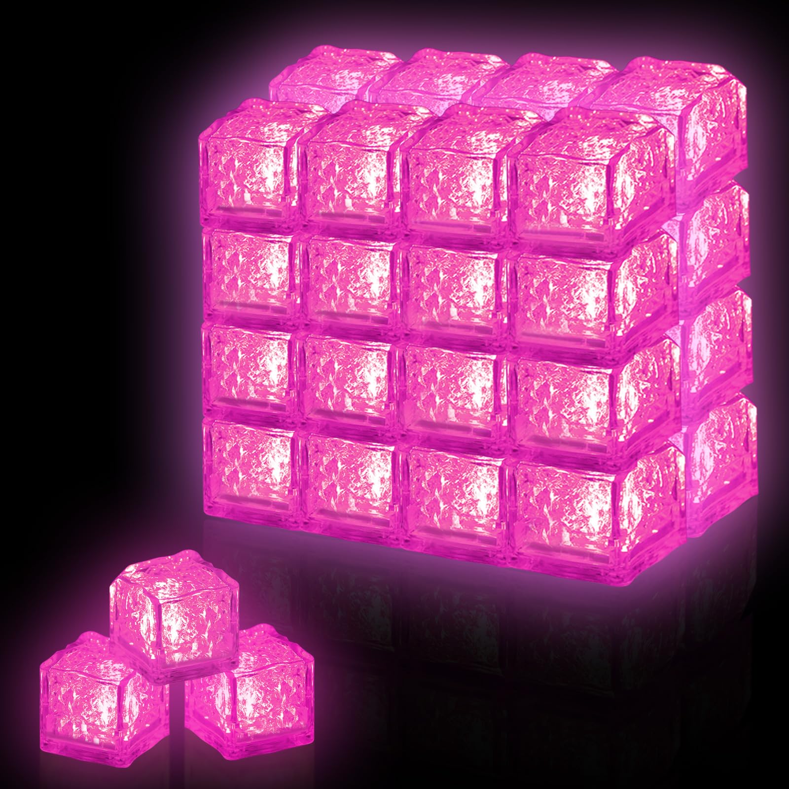 300 Pack Light Up Ice Cubes Bulk - Pink LED Ice Cubes for Drinks With ...