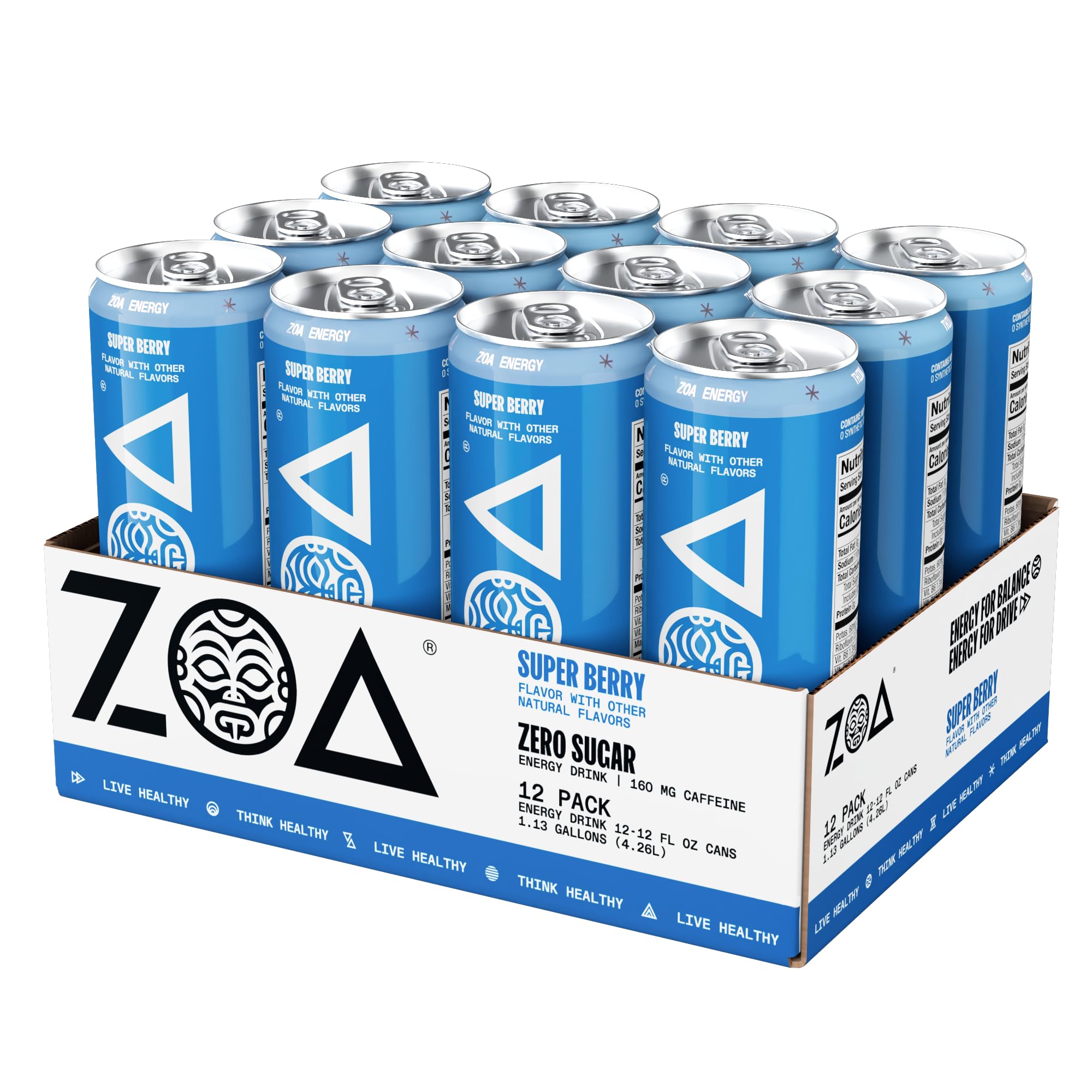 Mua ZOA Zero Sugar Energy Drinks, Super Berry - Sugar Free with ...