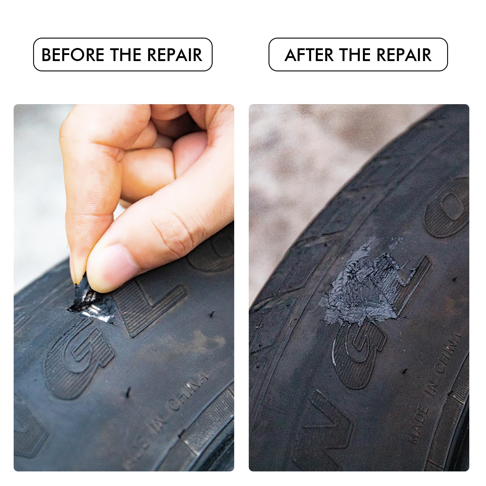 Xtryfun Black Tire Repare Glue - Adhesivo de goma instantáneo para unión de paredes latera