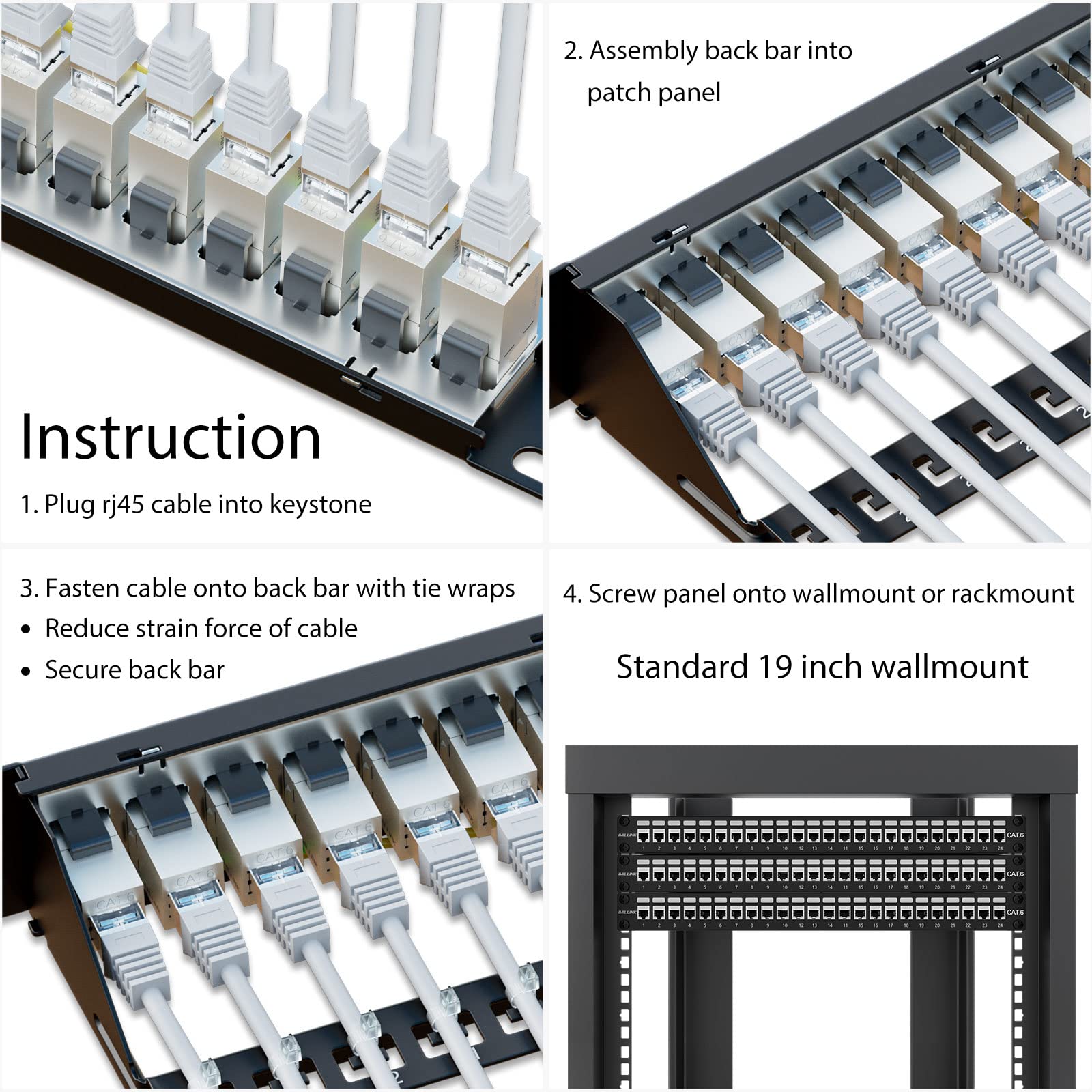 Mua iwillink 10Gbps Patch Panel 24 Port, RJ45 Through Coupler Cat6 ...