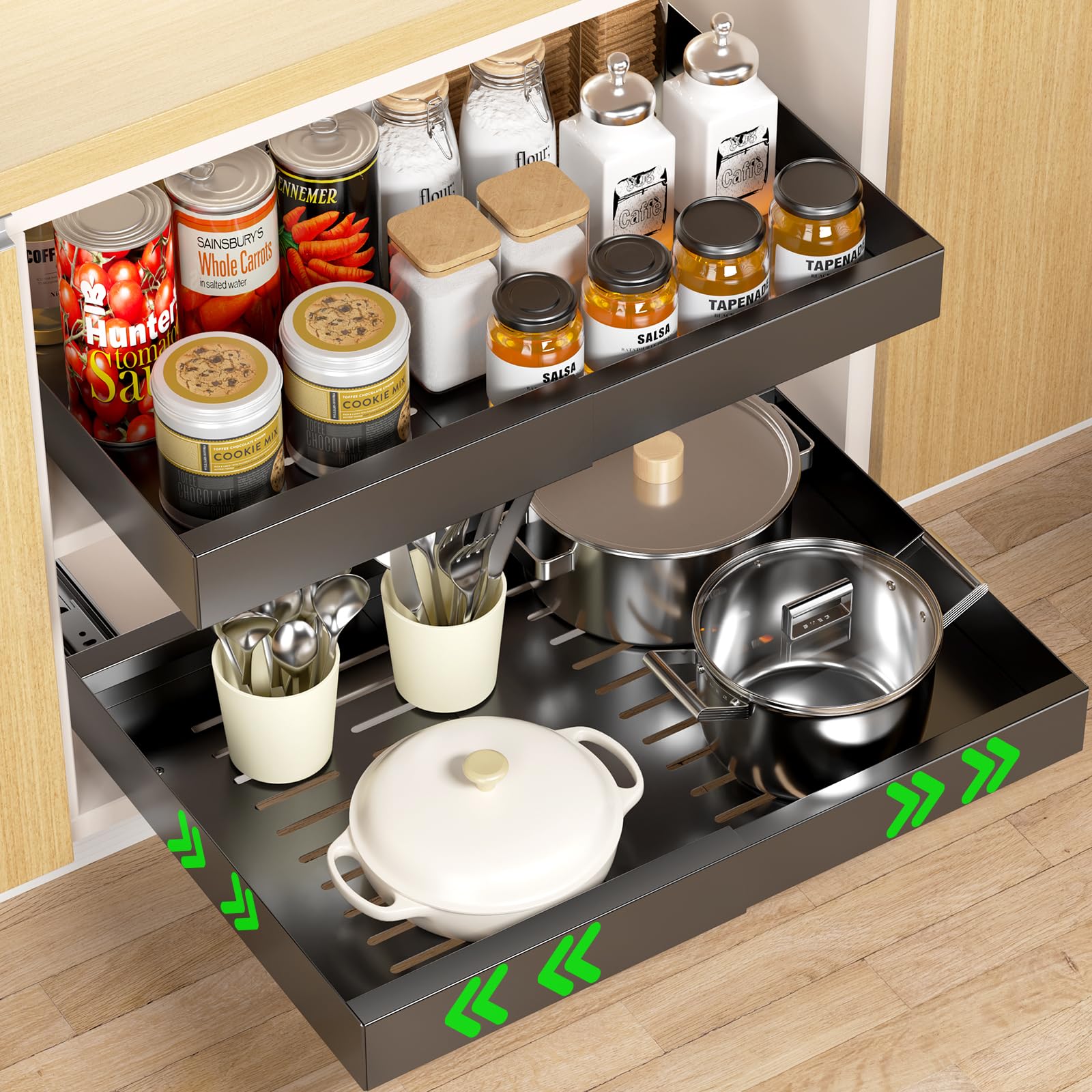 Delamu Pull Out Cabinet Organizer, Expandable (11.8"-19.7") Pull Out ...