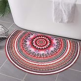 Amazon.com: Jizrecly Boho Half Circle Bath Mat, Floral Semi Circle Bath ...