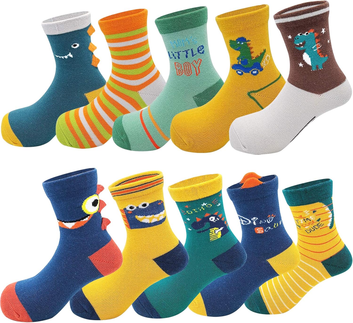 Amazon.com: Toddler Kids Little Boys Fashion Cotton Crew Socks 10 Pack ...