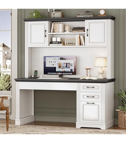 2 Person 94.5 Inch Double With 6 Drawers & Hutch - 2 Person Computer ...