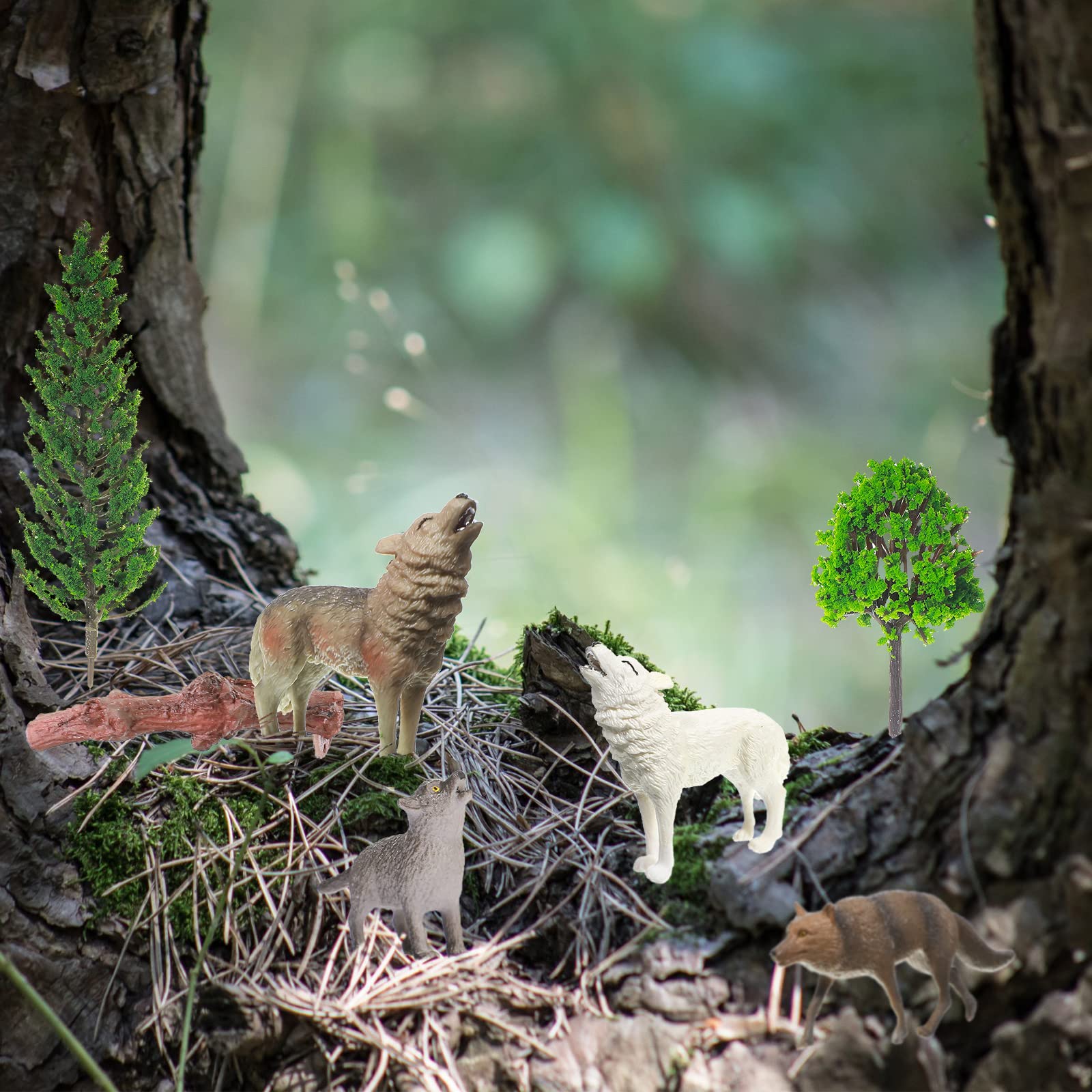 Mua Sratte 26 Pcs Woodland Wolf Figurines Toys Small Wolf Figures with ...