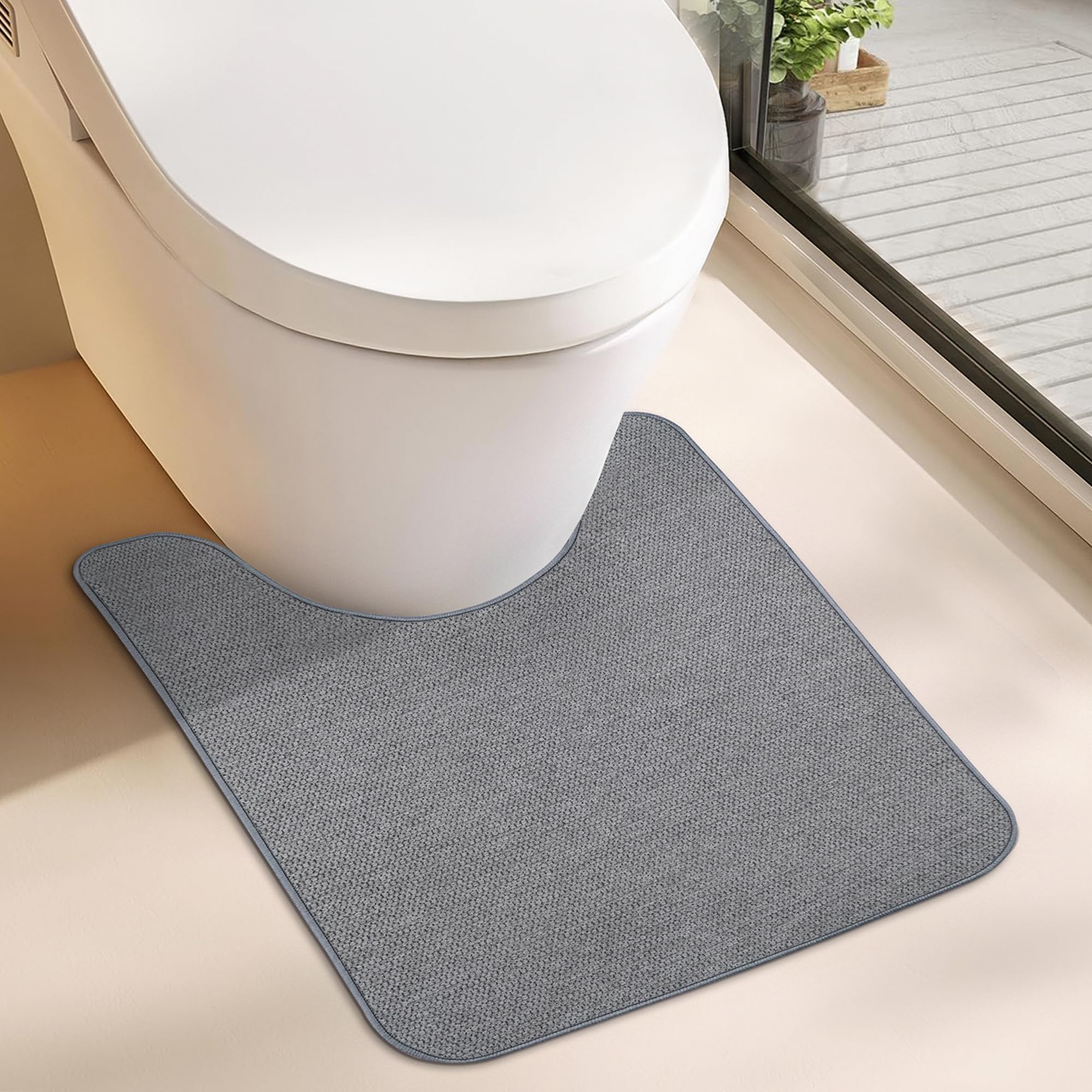 Bosap Toilet Rugs U Shaped Bathroom Rug,Machine Washable Non Slip Quick ...