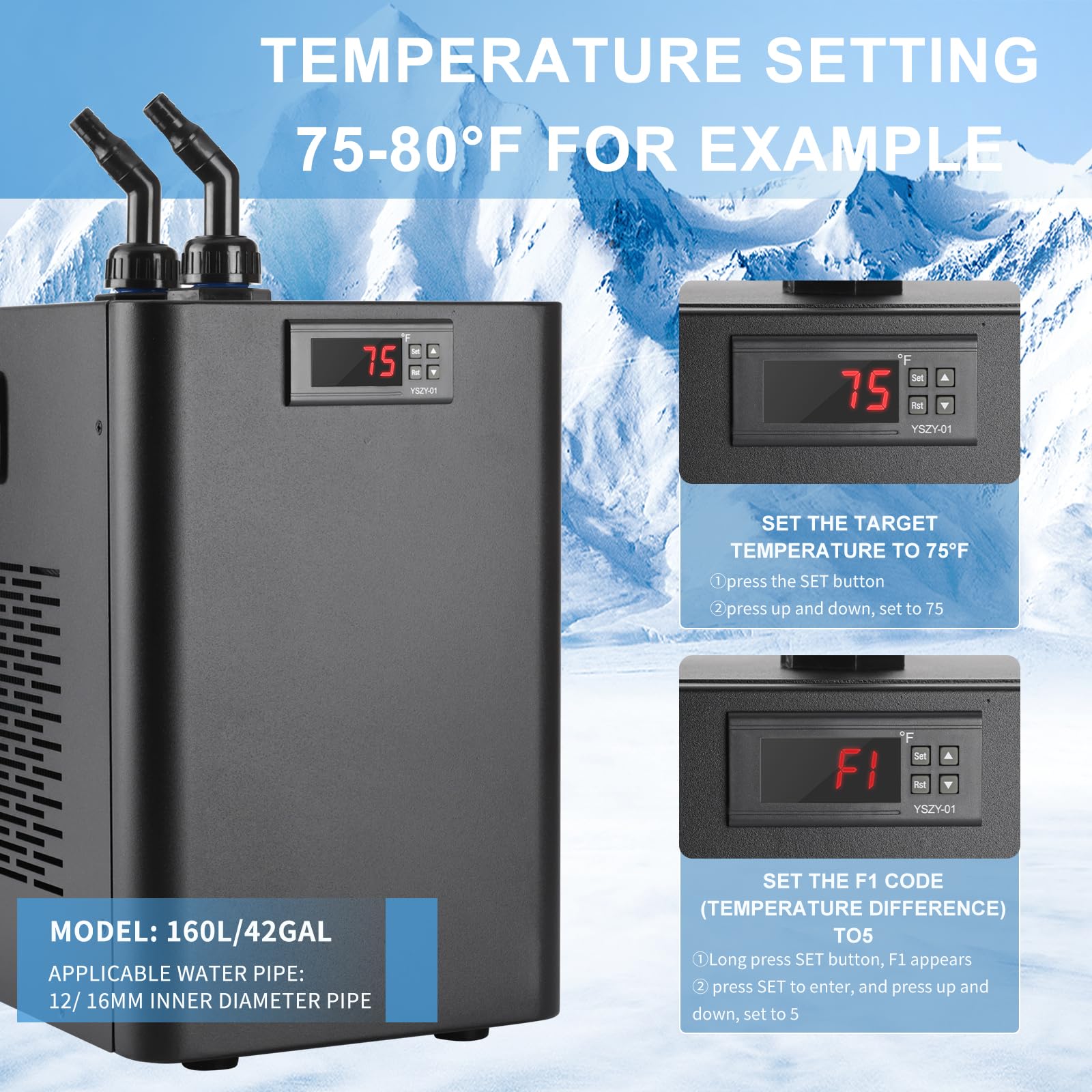 Mua Aquarium Chiller, 42gal 1/10 HP Water Cooler Fish Tank Chiller ...