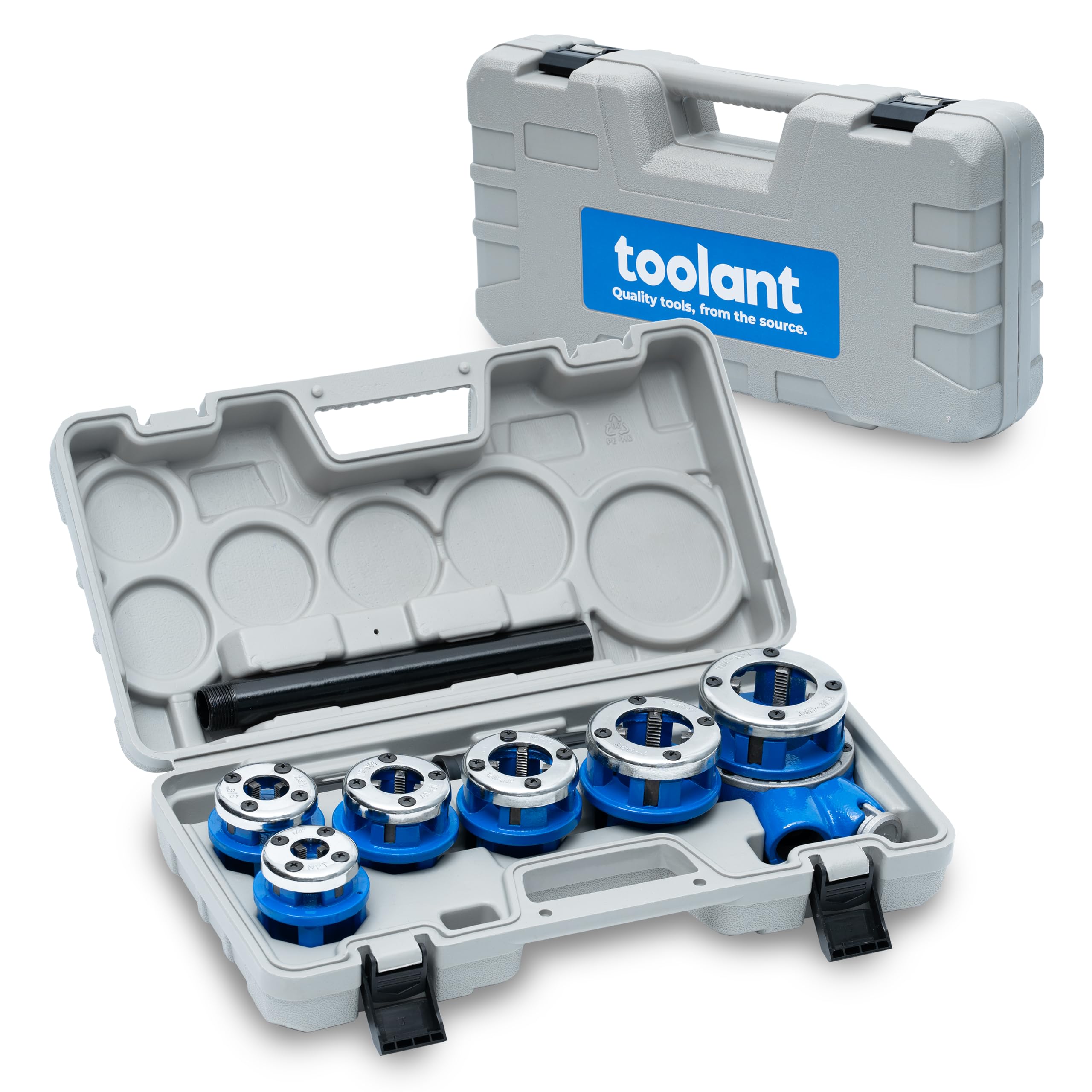 toolant Ratchet Pipe Threader Kit, NPT 1/4" - 1-1/4" Manual Ratcheting ...