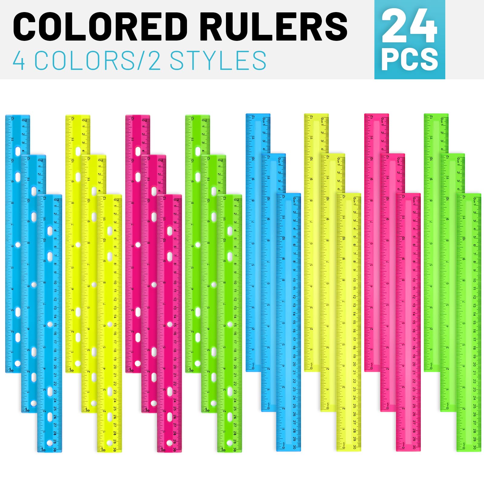 Mua 24 Pack Clear Ruler Plastic Rulers 12 Inch Transparent Assorted ...