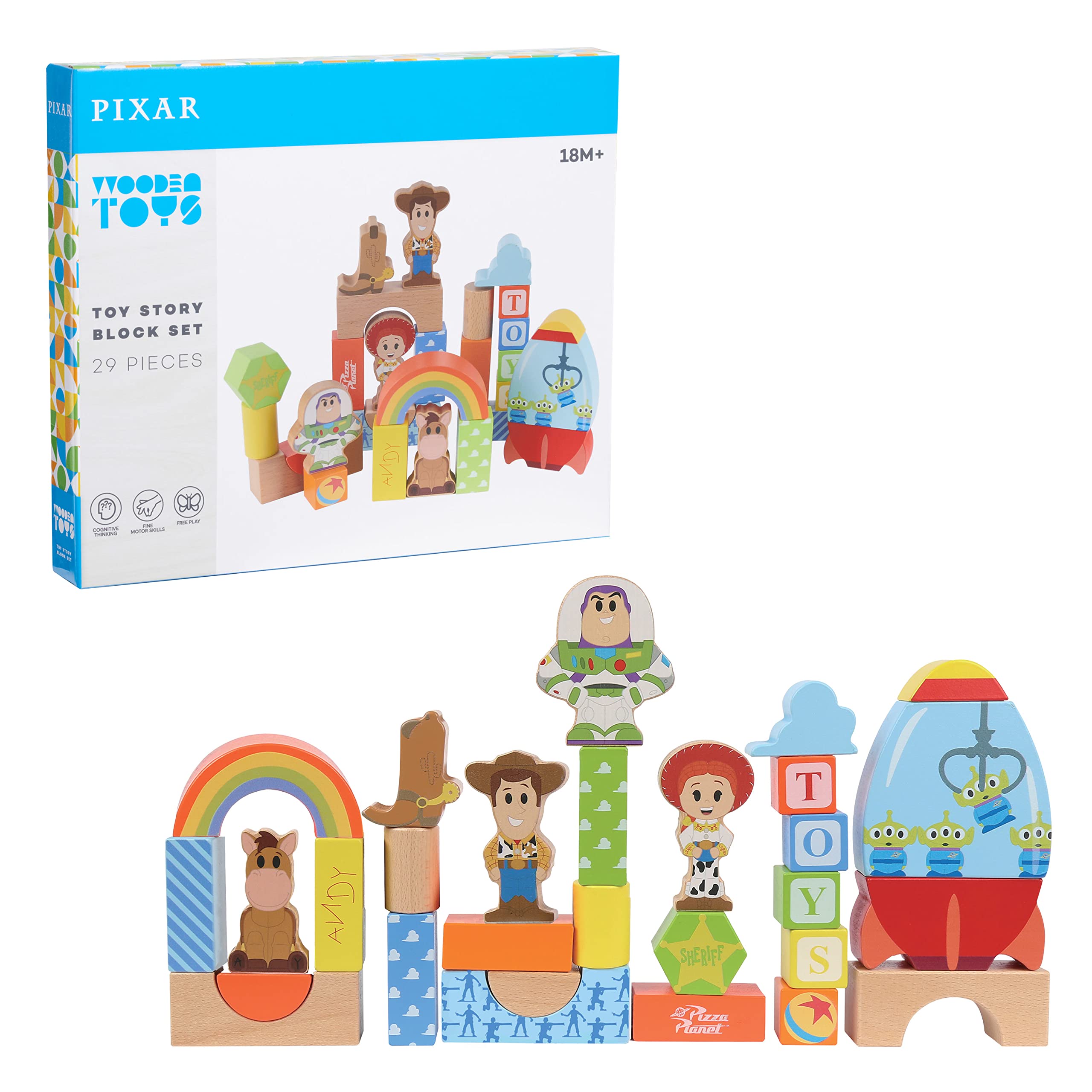 Mua Disney Wooden Toys Toy Story Block Set, 29-Piece Set Includes 4 ...