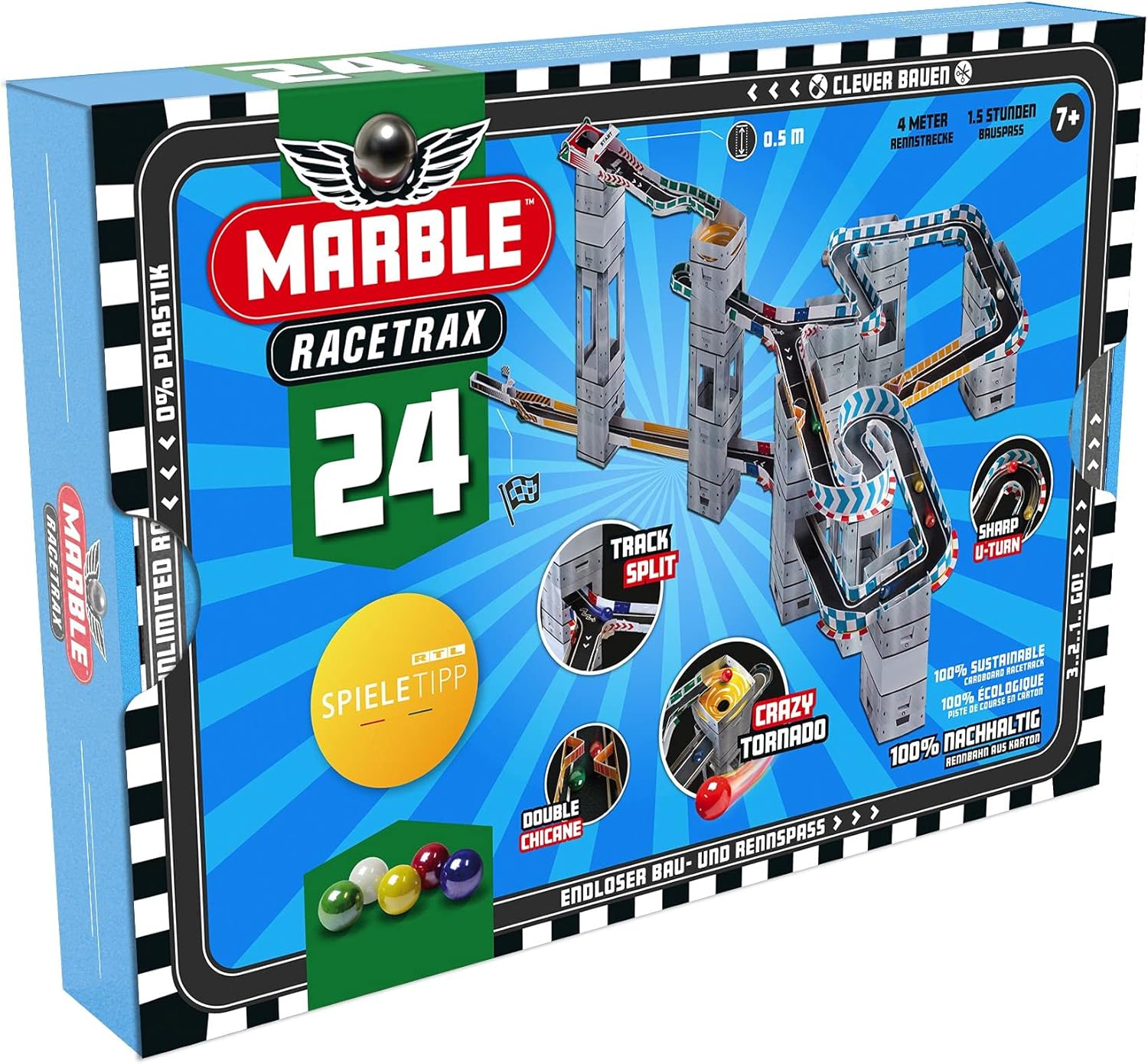 Marble Racetrax 869003 Marble Race Track Starter Set 24 Pieces Marble ...