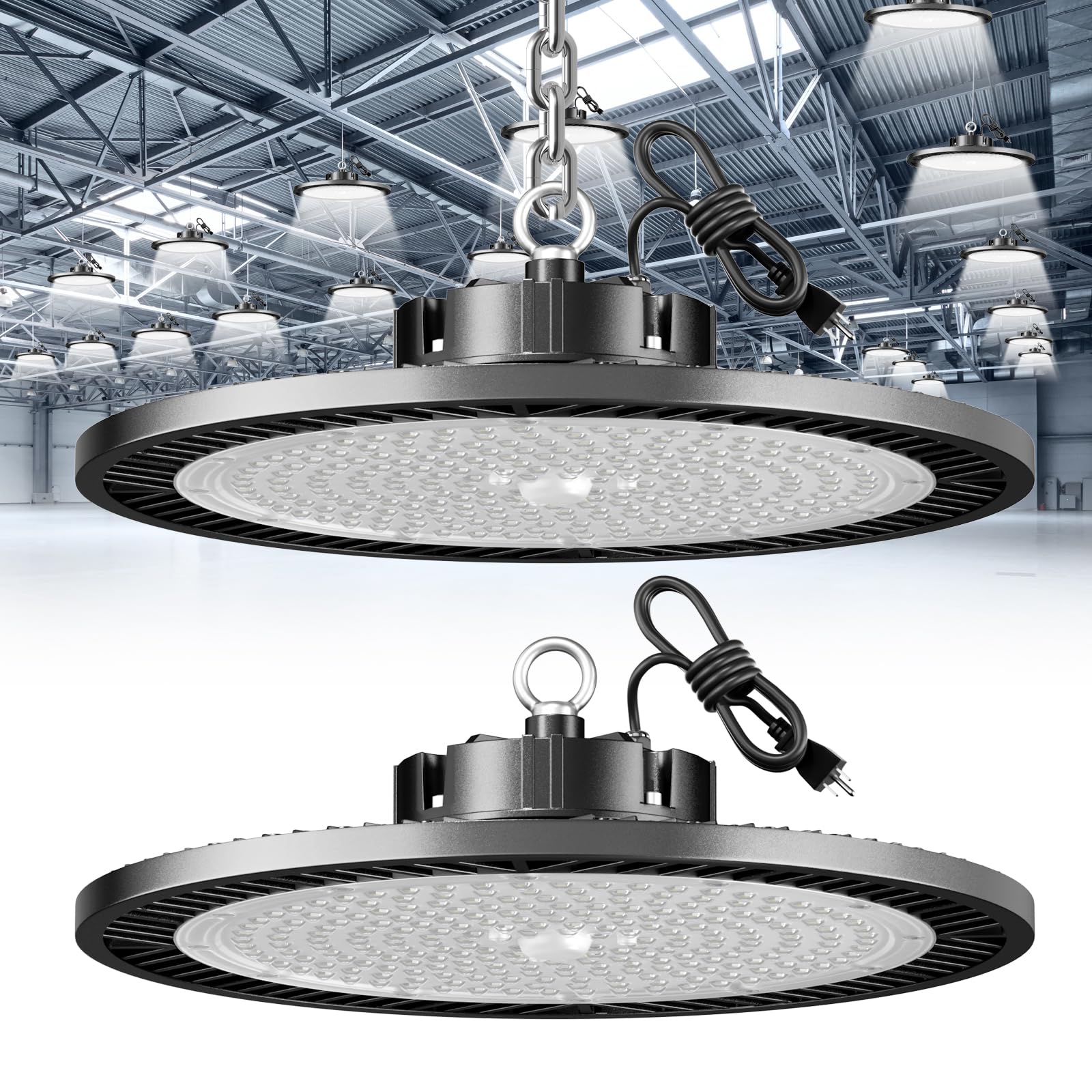 ELEKICO High Bay Led Shop Light, Upgrade Super Bright 2 Pack 250w UFO ...